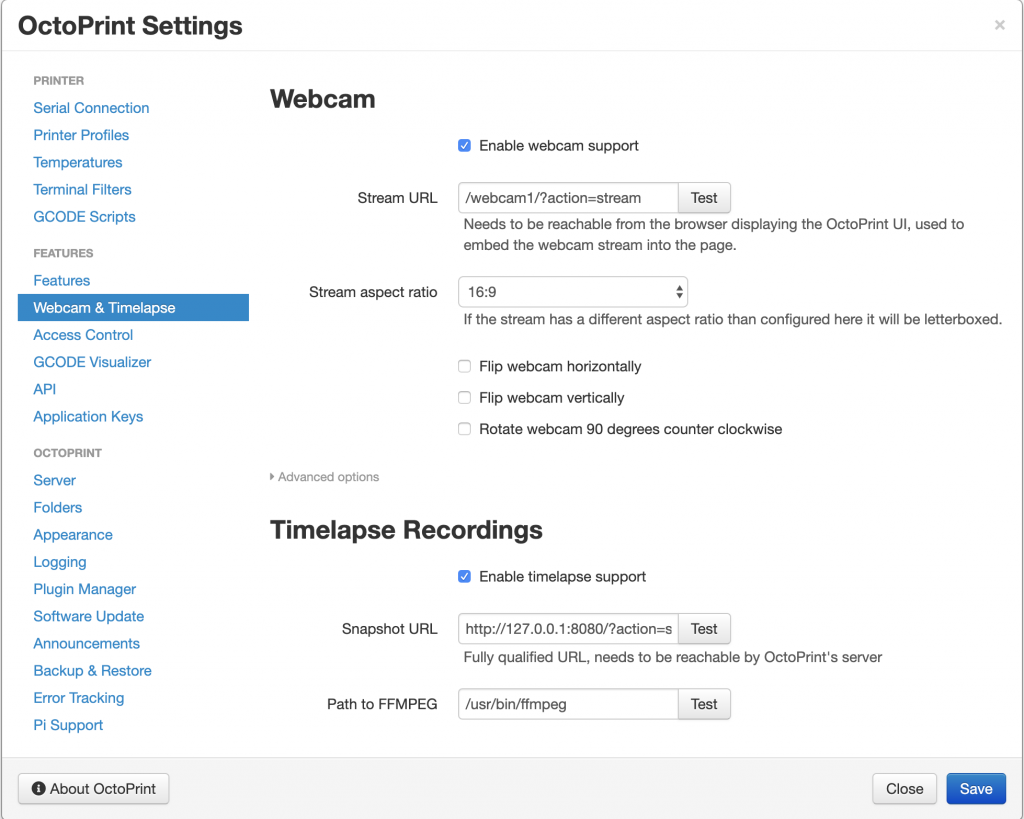 JJTRONICS » Blog Archive » Octoprint : Paramétrer plusieurs camera
